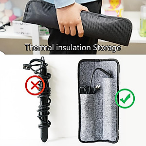 Linpr Collapsible Hair Straightening Irons Storage Bag, Portable Travel Heat-Resistant Mat for Curling Iron, Hair Straight Iron Organizer Pockets with Velcro, Lightweight Roller Mats pocket (Large)