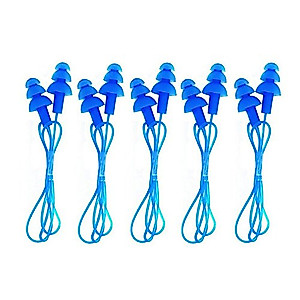 5Pairs Gel Cord String Ear Plugs with Packing Case Soft Flexible Silicone Anti-Noise Waterproof Earplugs Swimmer Swimwear Swimmig Ear Protector for Adults Children Sleeping Swim (Blue)