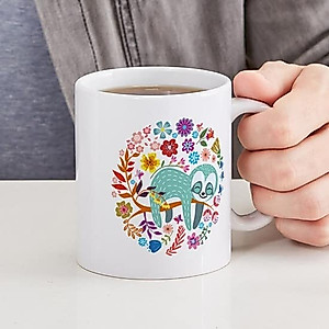 CafePress Sloth With Flowers Mugs Ceramic Coffee Mug, Tea Cup 11 oz