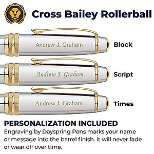 Dayspring Pens Engraved Cross Pen | Personalized Cross Bailey Medalist Rollerball Gift Pen - Custom Engraved Fast for a Unique, Functional Personalized Gift.