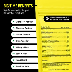 Fi 8-in-1 Dog Health Supplement - Daily Formula Supporting Essential Health Functions - Hip and Joints, Digestion, Skin, and Activity - 19 Active Ingredients (Glucosamine) + 90 Servings