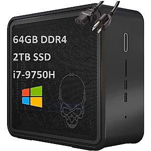 Newest Intel NUC 9 NUC9i7QNX (Intel 6-Core i7-9750H, 64GB RAM, 2TB PCIe SSD) Ghost Skull Canyon Extreme Gaming Box Elite Mini Business Desktop, 2 x Thunderbolt, WiFi 6, HDMI, IST Cable, Windows 10 Pro