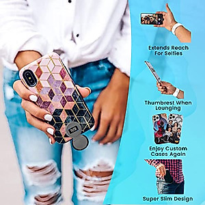 TLTD Premium Phone Grip Holder with 360°Rotation Pop Out Silicone Cushion Finger Grip for iPhone Samsung Smartphones with Secure Stick to phone & case Comfortable than Ring & Collapsible Strap (Black)