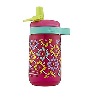 Rubbermaid Leak-Proof Sip Kids Water Bottle, 14 oz, Tiki Flowers Graphic