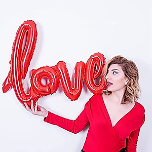 42 Inch Red Love Balloons for Valentines Day Decor, 4PCS Foil Love Balloons Romantic Large Helium Balloons for Valentines Day Decorations Anniversary Wedding Bridal Shower Party Decorations Supplies