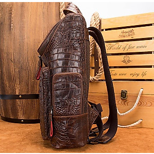 seegeeneey Genuine Leather Backpack Satchel For Men Travel Bag 14'' Laptop Bag Business Bag Briefcase Handbag Book Bag For School (Brown)