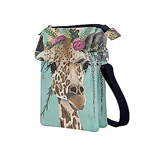 FOR U DESIGNS Cellphone Crossbody Purse for Women Mint Green Shoulder Bag Purse Bags Giraffe Print Crossbody Tote Bags Zipper Travel Handbags