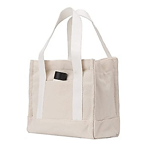 MINKARS Mini Tote Bag for Women Canvas Crossbody Purse, Beige 9”
