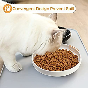 Ceramic Cat Bowls,Shallow Cat Dishes for Food and Water, 6 inch Matte Finish Wide Cat Food Bowl,Whisker Fatigue Free Pet Puppy Kitten Bowl Set of 3,Dishwasher Safe