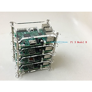 GeauxRobot Raspberry Pi 3 Model B 4-layer Dog Bone Stack Clear Case Box Enclosure also for Pi 2B B+ A+ B A