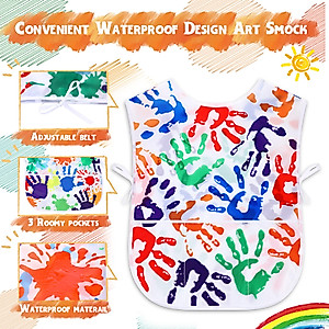 SATINIOR 2 Pieces Kids Art Smock, Children Waterproof Painting Artist Aprons Sleeveless Toddler Art Smocks with 3 Pockets for Age 3-10 Years