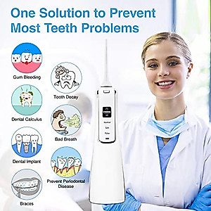 Water Flosser Cordless Teeth Cleaner - Pritech Professional Oral Irrigator Dental Calculus Remover for Travel & Home, Braces & Bridges Care, Tartar Scraper Plaque Remover for Teeth…