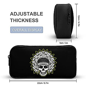 Indian Skull Pencil Case Stationery Pen Pouch Portable Makeup Storage Bag Organizer Gift