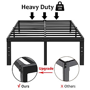 Kilyssa Full Size Bed Frame 16 Inch Black Heavy Duty Metal Platform/Maximum Storage/Mattress Foundation/Steel Slats Support/Noise Free/No Box Spring Needed