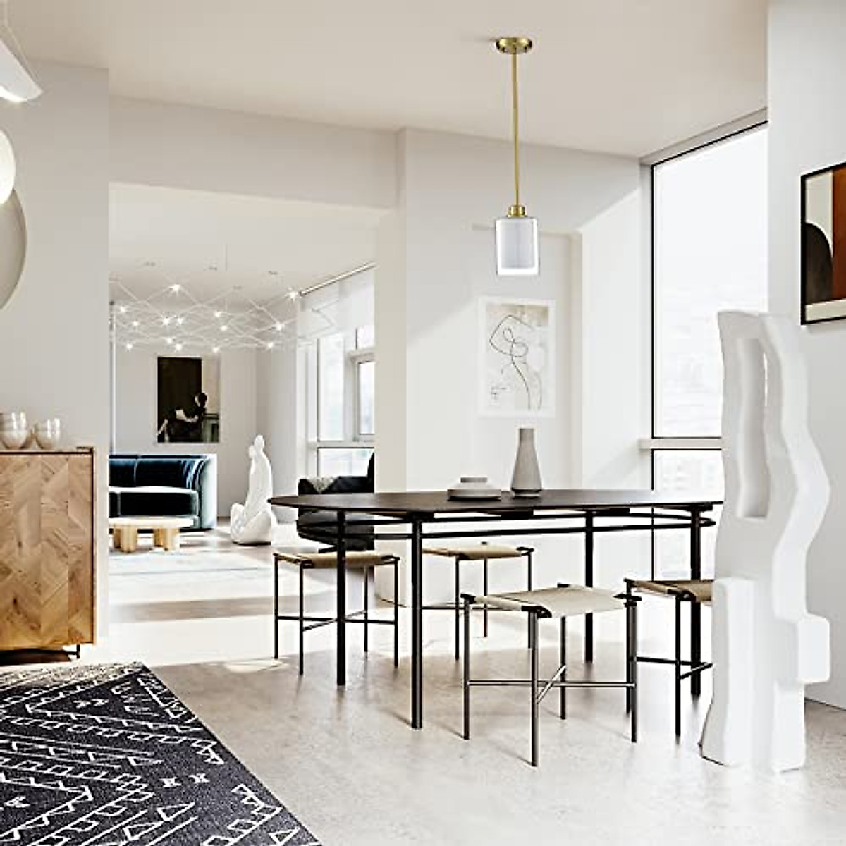 Dolaimi House 3 Pack 1 Light Indoor Hanging Kitchen Island Pendant Light 5" Clear Frosted Glass Chandelier Shade Fixture,Brushed Bronze Finish for Bar,Dining Room Over Sink