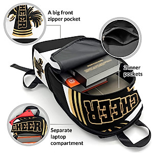 Urcustom Personalized Name Cheerleader Megaphone Cheer Black Backpack Unisex Bookbag for Boy Girl Travel Daypack Bag Purse 17.7 IN