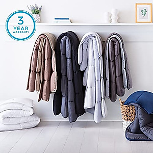 Linenspa Comforter Duvet Insert Queen White Down Alternative All Season Microfiber-Queen Size - Box Stitched