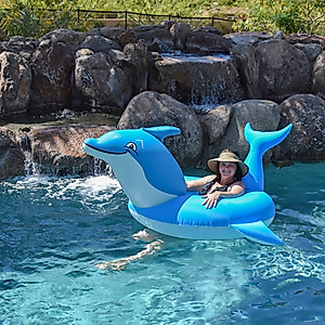 GoFloats Dolphin Pool Float Party Tube - Inflatable Rafts for Adults & Kids