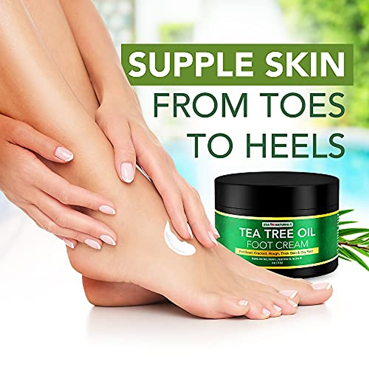 Tea Tree Oil Foot Cream - Instantly Hydrates and Moisturizes Cracked or Callused Feet - Rapid Relief Heel Cream - Natural Treatment Helps & Soothes Irritated Skin, Athletes Foot, Body Acne