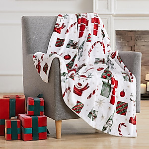 Serafina Home Christmas Holiday Throw Blanket: Velvelty Soft, Durable Fleece Accent for Bed or Couch (Nutcracker and Reindeer, 50 x 60 inches)