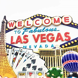 3D Las Vegas Skyline Fridge Magnet Home & Kitchen Decorative Magnetic Sticker, Classic Las Vegas Souvenir, Natural Resin Sign