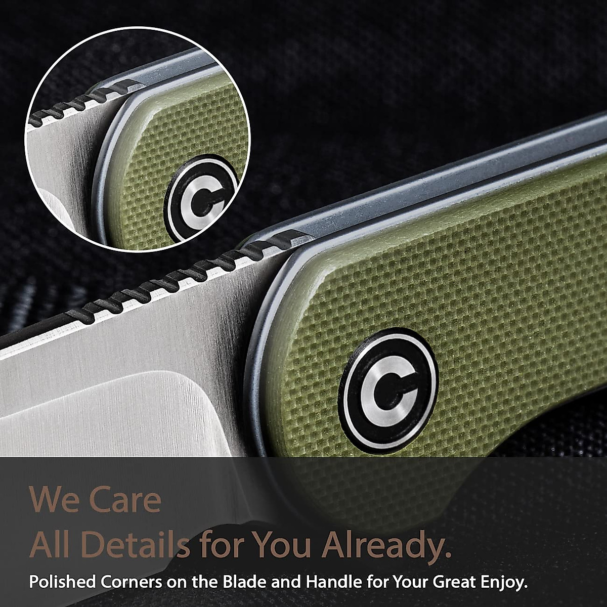 CIVIVI Knives Elementum Folding Pocket Knife 2.96" D2 Satin Blade,G-10 Handles C907E (Green)