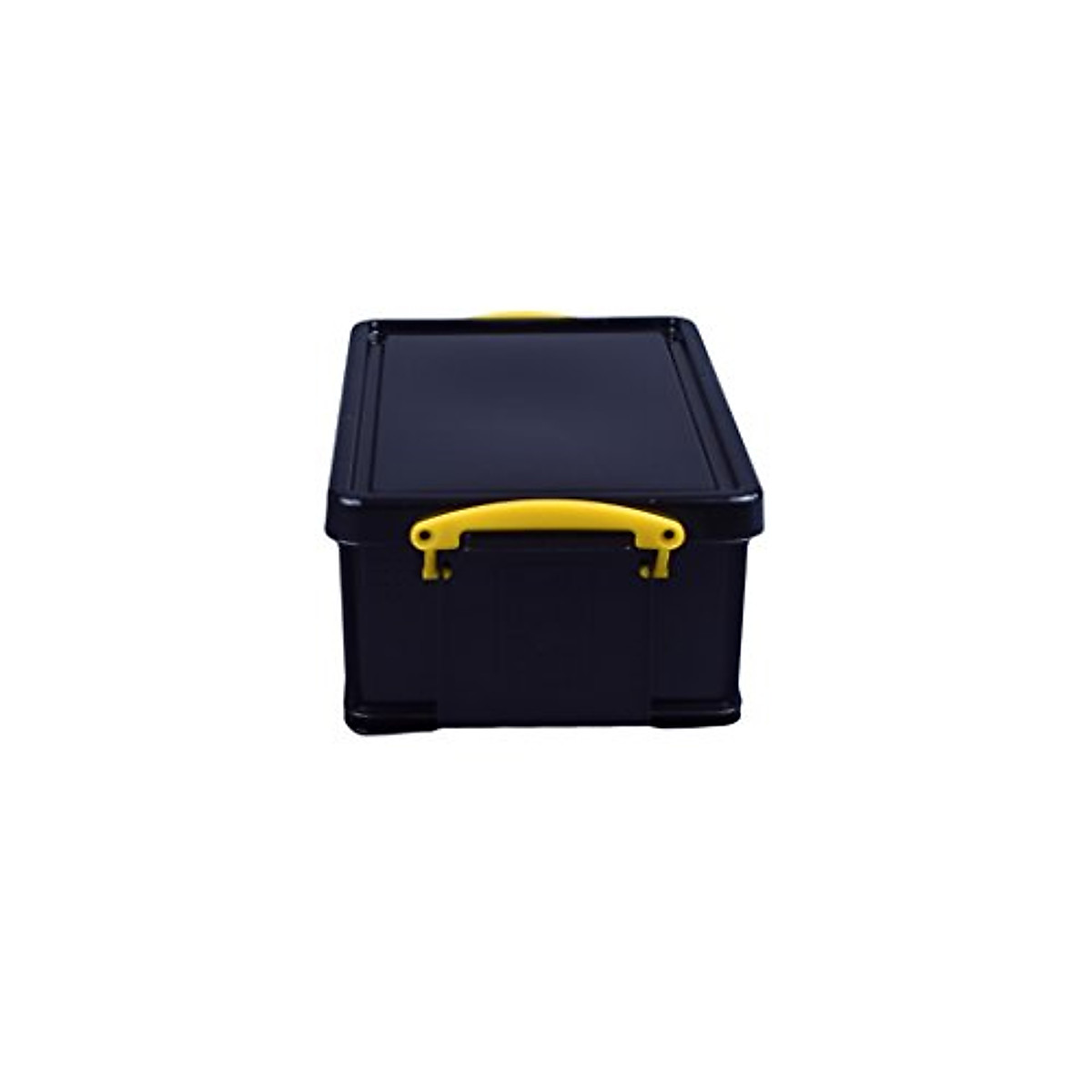 Really Useful Box Plastic Storage Box 9 Litre Solid Black with Yellow Handles