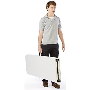 Displays2go Adjustable-Height Folding Tables are Portable and Can Be Adjusted to 3 Separate Heights