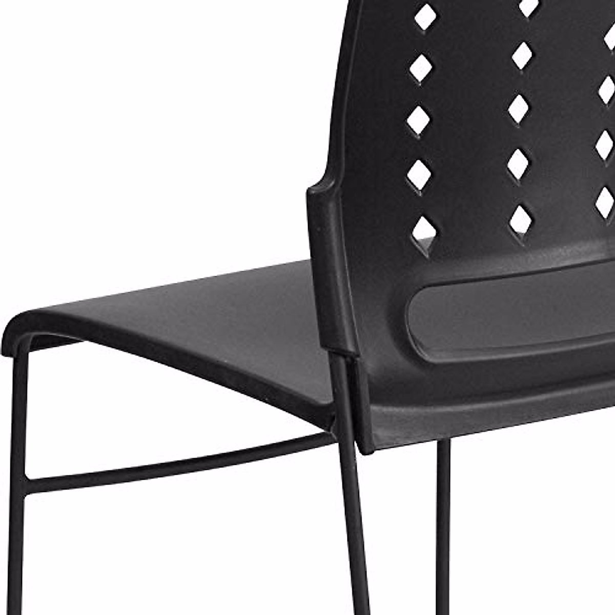 Flash Furniture Hercules Series Stacking Chairs for Waiting Rooms and Offices, Ergonomic Lobby Chairs with Contoured Air-Vent Backs, Set of 5, Black