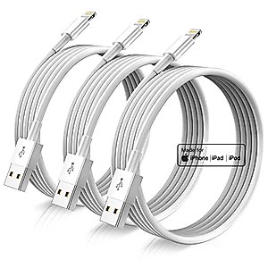 iPhone Charger Cord Lightning Cables, Original [3Pack 6ft] Apple MFi Certified USB A Charging Cable for iPhone 13 12 11 Mini Pro XR Xs Max X SE 8 7 6 Plus iPad iPod AirPods - White