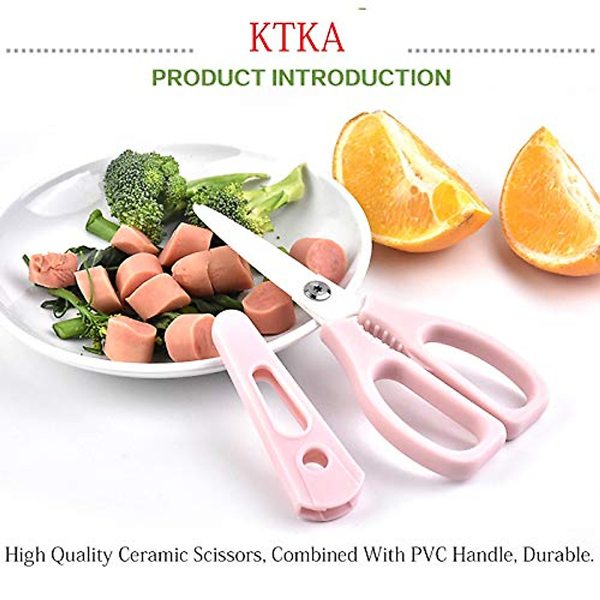 Ceramic Scissors,Healthy Baby Food Scissors with Cover Portable Shears (Pink)