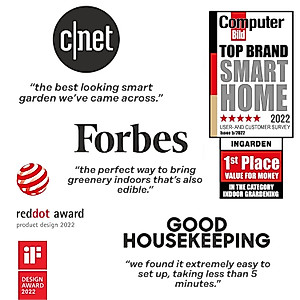 ingarden Microgreens Growing Kit - Organic Superfood Sprouting Seed Pads (3) | Auto 4-Stage LED Grow Lights & Hydroponic Watering System | Chic Steel Frame & Ceramic Bowl, Plastic-Free [Rose]