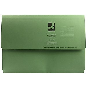 Q-Connect Document Wallet Foolscap Green (Pack of 50) KF23012