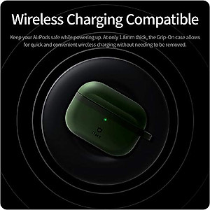 iFace Grip On Color Silicone Case Compatible with AirPods 1 and 2 - Wireless Charging Compatible, Aluminum Carabiner Included - Navy