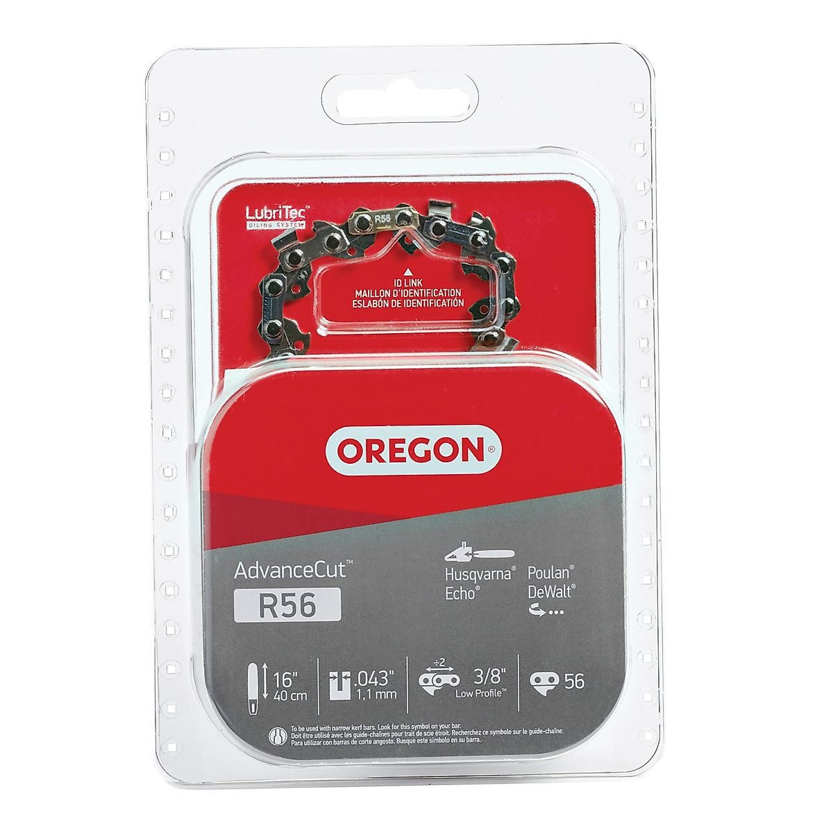 Oregon R56 AdvanceCut Chainsaw Chain for 16-Inch Bar -56 Drive Links – low-kickback chain fits Greenworks, Makita, EGO, DeWalt and more