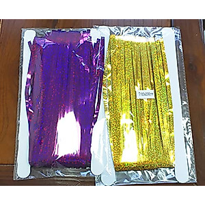 Graduation Party Decorations Purple Gold 2023/Purple Graduation Decorations 2023/Purple Gold Birthday Decorations for Women/ISU Foil Fringe Curtains Backdrop Sparkle Metallic Foil Curtains