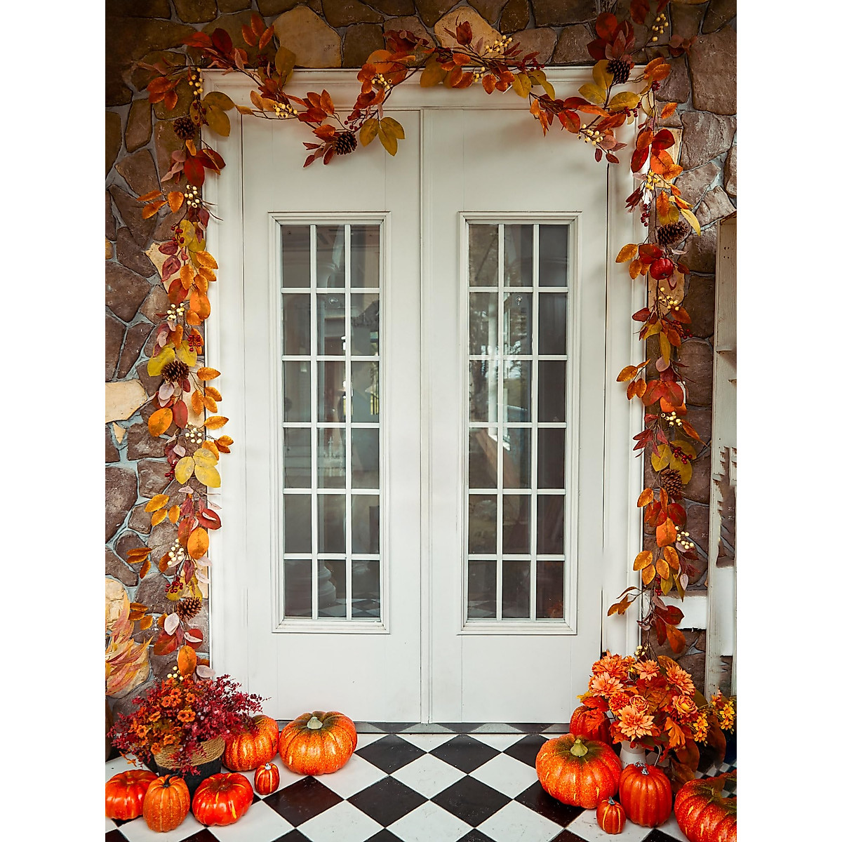Anna's Whimsy 13FT Thanksgiving Garland, Leaf Garland with Pumpkin and Pine Cone,Hanging Autumn Garland for Door Wall Staircase Porch Balcony Fireplace Fall Decor Indoor Thanksgiving Decor
