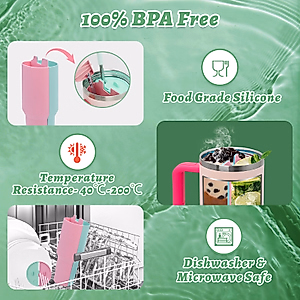 Stanley Cup Divider 2-in-1 Drink Separator Silicone Liner with Silicone Spill Proof Stopper Cover, Double Drinks Bag Fit Stanley Cup 40 oz, Compatible with Stanley Cup Accessories (pink & lake green)