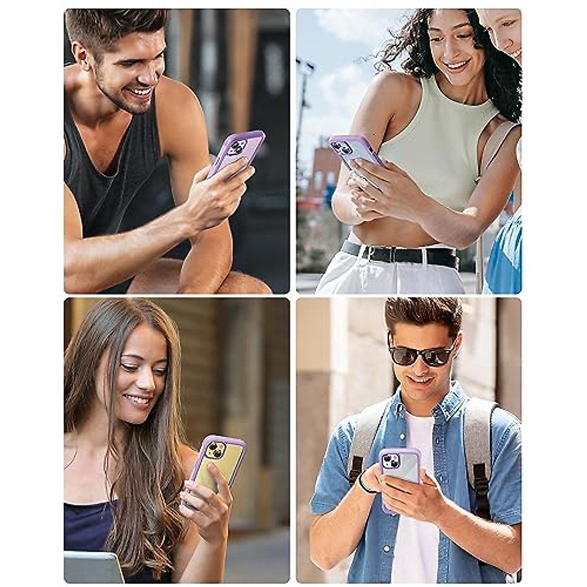 Miracase Glass Series Designed for iPhone 14 Plus Phone Case 6.7 inch, 2023 Upgrade Full-Body Clear Bumper Case with Built-in 9H Tempered Glass Screen Protector and Camera Lens Protector,Purple