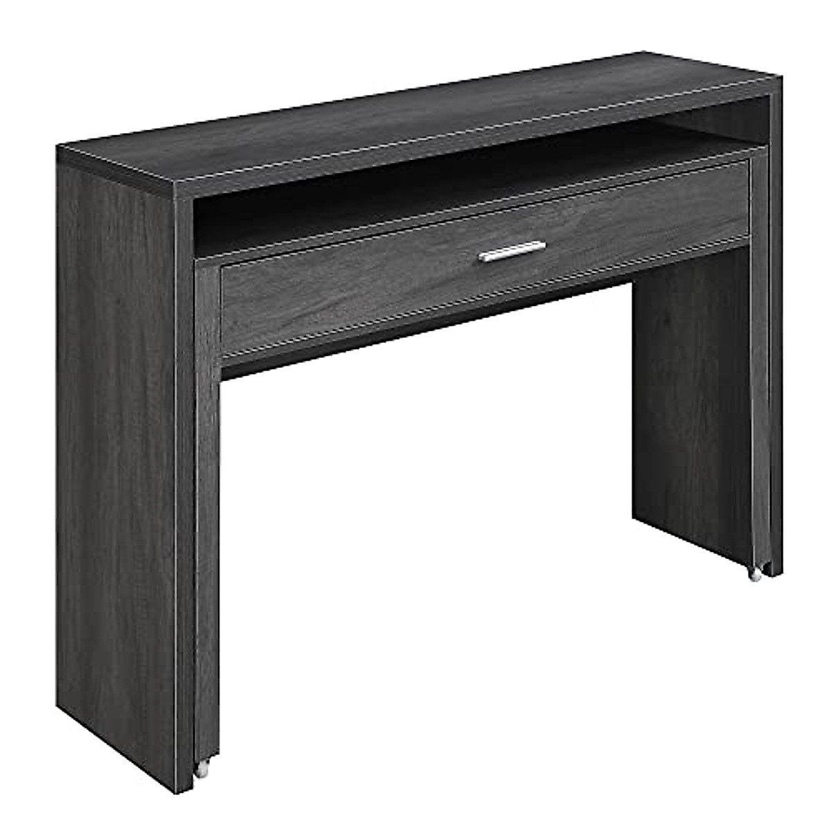 Convenience Concepts Newport JB Console/Sliding Desk with Drawer and Riser, Charcoal Gray