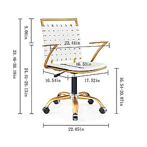 Hioryllks White and Gold Chair Modern Office Chair Gold and White Desk Chair White and Gold Computer Chair Leather Cute Desk Chair with arms (3013 Gold White)