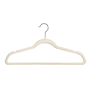 Softflame Premium Velvet Hangers 30 Pack, Non-Slip Suit Clothes Hangers, 360 Degree Swivel Hooks and Slim Profile to Maximize Closet Space Beige/Silver