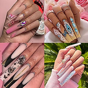 504Pcs No C Curve 3XL Extra Long Square Nail Tips for Acrylic Nails Professional, SWETIDY Clear Straight Flattened Half Cover False Nails Tips with Case for Nail Salons and Home DIY, 12 Sizes