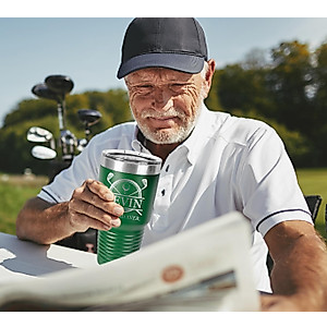 Customized Coach Tumbler 30oz with Straw, Personalized Insulated Soccer Ball Tumblers with Custom Engraved Basketball, Tennis, Football Coach Gift (Green)