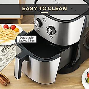 HOMCOM Air Fryer, 1700W 6.9 Quart Air Fryers Oven with 360° Air Circulation, Adjustable Temperature, Timer and Nonstick Basket for Oil Less or Low Fat Cooking