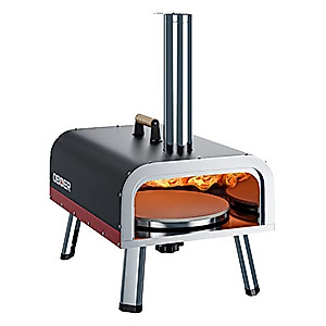 Pizza Oven, Obqer Portable Outdoor Pizza and Grill Oven Gas, Wood Fired Pizza Maker Stainless Steel Foldable Pizza Ovens with Gas Burner, Pizzas Peel, Stone,Scoop,Carry Cover Bag (Black)