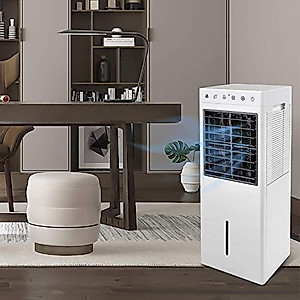 HealSmart 30'' Evaporative Air Cooler Fan with Humidification, Repellent and Anion Function, 2 Gallon Water Tank, 3 Speeds Setting, Remote Control, White