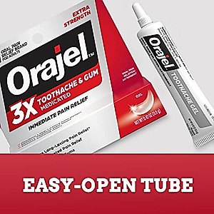 Orajel 3X for Toothache & Gum Pain: Maximum Gel Tube 0.42oz - From #1 Oral Pain Relief Brand - Orajel for Instant Pain Relief