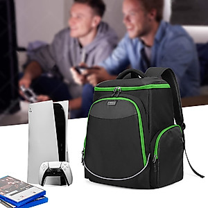 Trunab Gaming Console Backpack Compatible with Playstation 5 / PS5 Slim / PS4 / Xbox One, Travel Carrying Bag with Multiple Pockets for 15.6” Laptop and Gaming Accessories