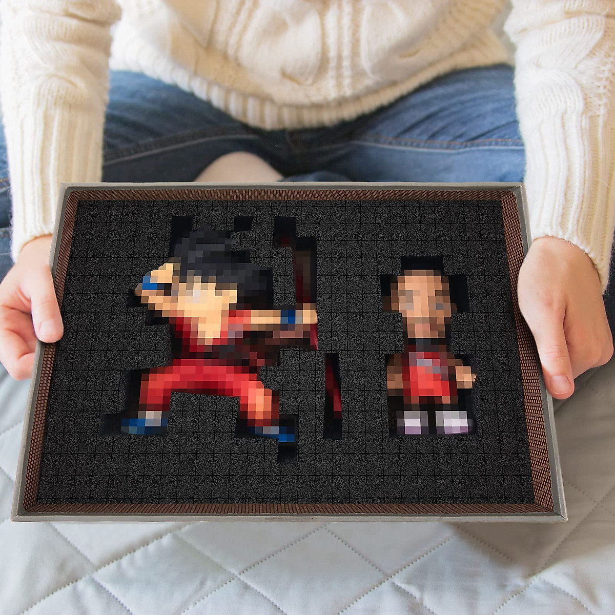 2 Pieces Pre Cubed Foam Tray Customizable Foam Insert Black Pluck Foam Insert for Interlocking Cases, 30 x 30 x 5 Cm/ 11.81 x 11.81 x 1.97 Inches